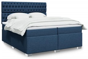 Box spring postel s matrací modrá 200x200 cm textil 3292908