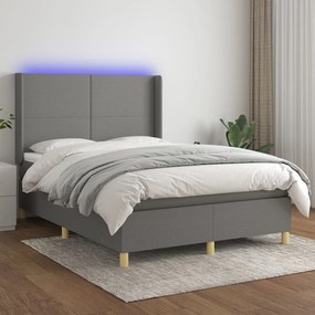 Box spring postel s matrací a LED tmavě šedá 140x200 cm textil,  3138718