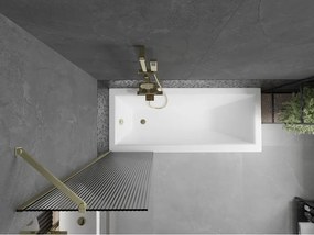 Mexen Next, 1-křídlová vanová zástěna 50 x 150 cm, 6mm sklo Ribs, zlatá matná, 895-050-000-00-09-55