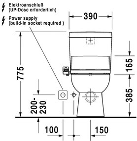 Duravit D-Code - Stojící kombi WC, 360x695 mm, bílé 21420900002