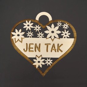 AMADEA Dřevěné srdce s textem "jen tak", 7 cm, český výrobek