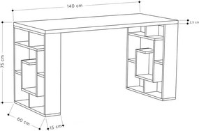 Pracovní stůl Maze White and Dark Oak