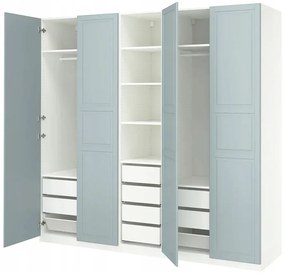 IKEA PAX/FJAREHALS Kombinace skříně 250x60x201cm bílá/světle šedomodrá