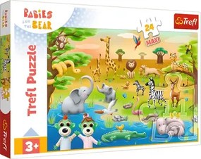 TREFL Puzzle Bobaski a medvídek: Safari MAXI / 24 dílků / 60 x 40 cm /