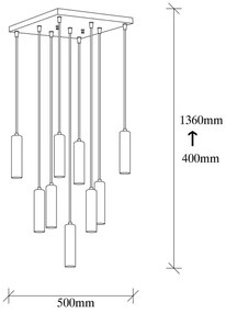 Lustr na lanku TEMPO 9xE27/40W/230V zlatá