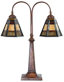 Stolní lampa Tiffany na 2 žárovky Maycee – 48x19x64 cm