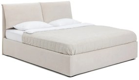 Béžová čalouněná dvoulůžková postel s úložným prostorem s roštem 160x200 cm Thessa Pillow - II. jakost – Bonami Selection