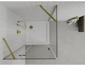 Mexen Roma sprchový kout 70 x 70 cm, 6mm sklo, zlatý profil-čiré sklo + slim sprchová vanička 5cm, 854-070-070-50-00-4010