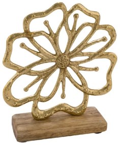 Dekorace na podstavci zlatý květ 15,8 x 5 x 18,6 cm
