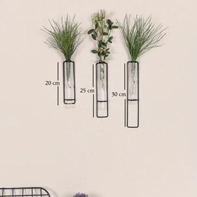 SADA 3x Nástěnná dekorace na květiny 20/25/30 cm černá