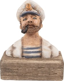 Dekorace figurka námořník s fajfkou na podstavci Rustic - 16*8*20 cm