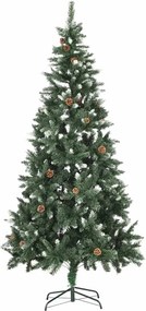 Umělý vánoční stromek s LED osvětlením a šiškami 210 cm 3077748