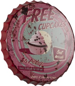 Kovová kulatá nástěnná cedule Cupcake - Ø 50 cm