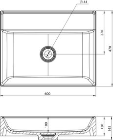 Sapho TWIG umyvadlo litý mramor 60 x 47 cm kryt výpusti bez otvoru bílá TW060-0