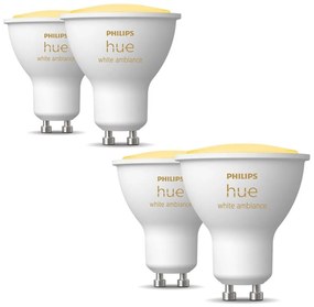 Philips | SADA 4xLED Stmívatelná žárovka Philips Hue WHITE AMBIANCE GU10/5W/230V 2200-6500 | P5824