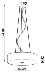 Závěsné svítidlo Skala, 1x černé textilní stínítko, (bílé sklo), (fi 50 cm)