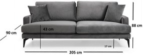 Atelier del sofa třímístná pohovka PAPIRA šedá 560ARE1309