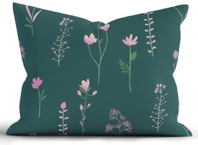 MK Lůžkoviny Bavlněný povlak na polštář Renforcé 70 x 90 cm - Vlčí máky tmavě zelené