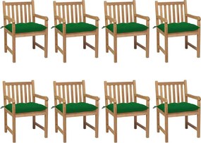 vidaXL Zahradní židle 8 ks podušky masivní teak [3073073] Barva: Zelená