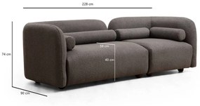 Designová 3-místná sedačka Zahira 228 cm tmavě šedá