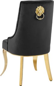 Designová židle Rococo Lví hlava černá / zlatá