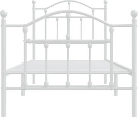 vidaXL Kovový rám postele s hlavovým a nožním čelem 90 x 200 cm [353499] Barva: Bílá