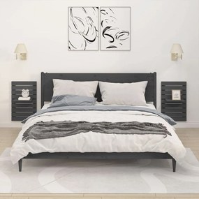 Petromila Nástěnné poličky k posteli 2 ks šedé masivní borové dřevo