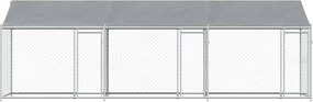 Klec pro psy se střechou a dvířky šedá 6x2x2 m pozinkovaná ocel 3209564