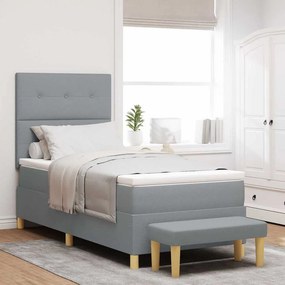 Postel s boxspringem s čelo Světle šedá 200 x 80 cm textil 3344254