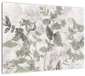 Skleněný obraz - Rostliny v omítce (70x50 cm)