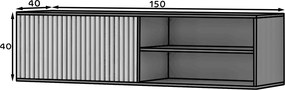 Meorati 150 TV skříňka Závěsný otřepy/Řemeslný dub