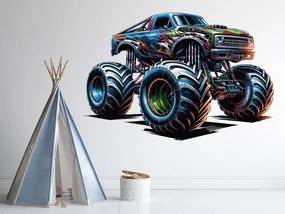 Monster truck 03 textilní přelepitelná samolepka na zeď arch 75 x 50 cm
