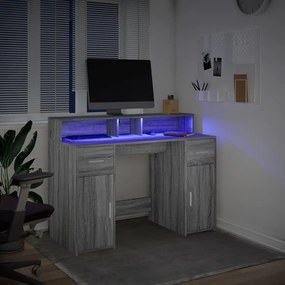 Psací stůl s LED šedý sonoma 120 x 55 x 91 cm kompozitní dřevo 3309416