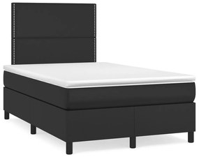 Box spring postel s matrací a LED černá 120 x 190 cm umělá kůže