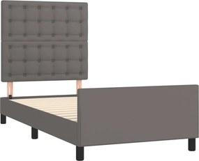 Rám postele s čelem šedý 90x190 cm umělá kůže 3125547