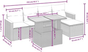 6dílná zahradní sedací souprava s poduškami černá polyratan 3273051