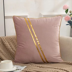 Luxusní povlak na polštář se zlatými příčnými pruhy Barva: Růžová