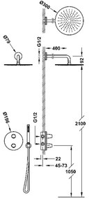TRES FUJI podomítkový sprchový set s termostatickou baterií, chrom Tr_28125004