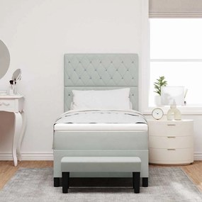 Postel s boxspringem s čelo Světle šedá 200 x 90 cm samet 3344420