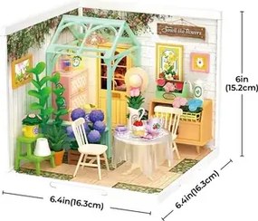 RoboTime Miniatura domečku Posezení s čajem v kvetoucí zahradě