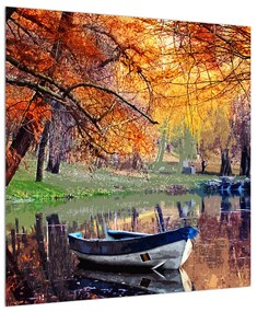 Podzimní obraz loďky (50x50 cm)