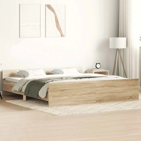 Rám postele s hlavovým a nožním čelem dub sonoma 200 x 200 cm 3203735