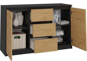 FALCO Komoda Malvína 2D3S 120 antracit/dub artisan