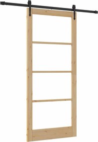 Posuvné dveře 93 x 211 cm Masivní borové dřevo a sklo Přírodní 3332345