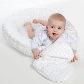 Luxusní hnízdečko s polštářkem a peřinkou New Baby z Minky Srdíčko bílé