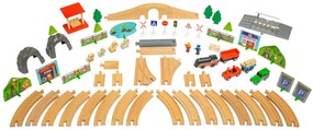 Dřevěná vláčkodráha a auto dráha s mapou města puzzle