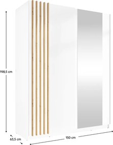 Skříň, 2D-150, bílá/dub artisan, BAJADERO TYP 1