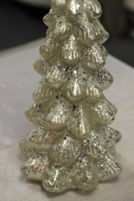 Bílý svítící vánoční stromek skleněný 30cm