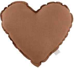 Lněný polštář srdce čokoládová 44cm