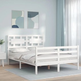 Rám postele s čelem bílý Small Double masivní dřevo,  3194412